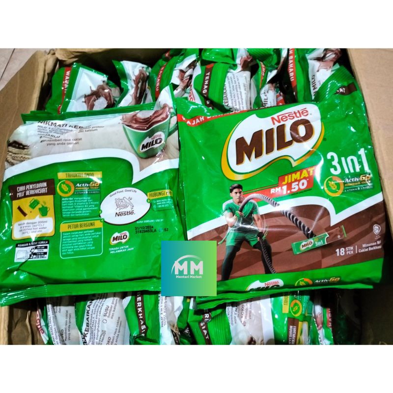 Jual MILO MALAYSIA 3 IN 1 NESTLE STICK PACK SACHET 18 STIK ORI | Shopee ...