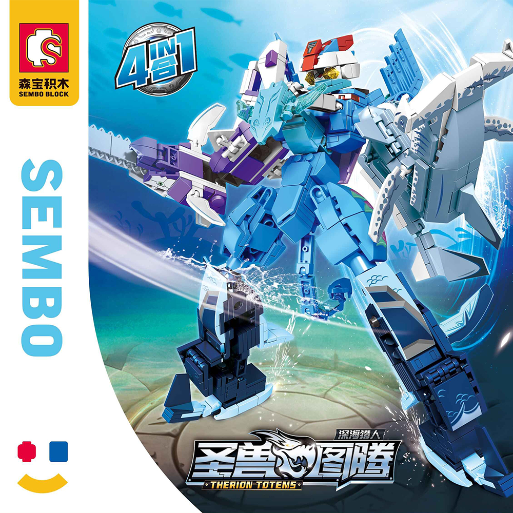 Jual Sembo Block Armour Robot Blue Deep Sea Hunter Bricks 4in1 103254 ...