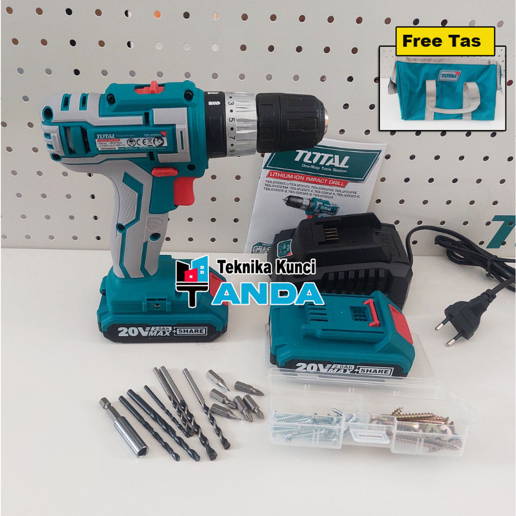 Jual Mesin Bor Tangan/Bor Baterai Tidli20025 - Bor Cas Total Lithium ...