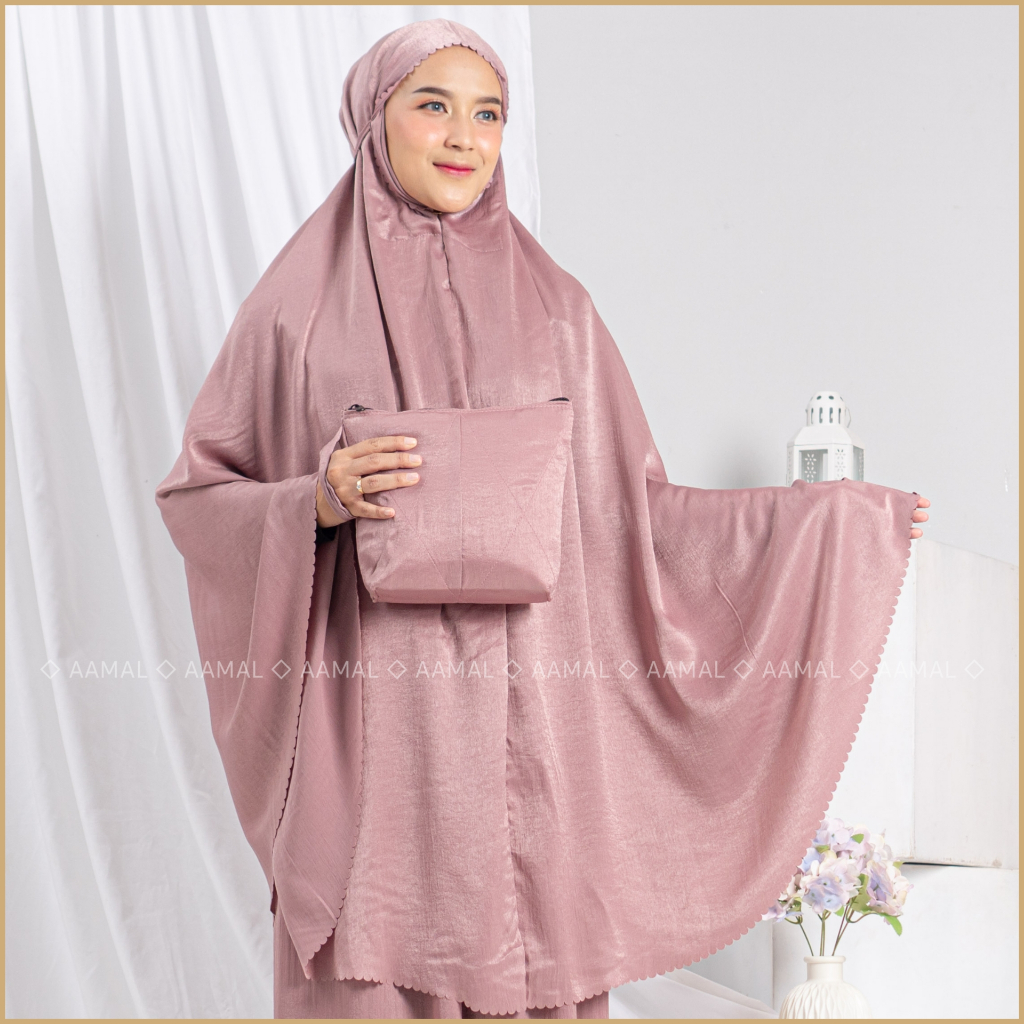 Jual AAMAL - Mukena Dewasa Harika Polos Santorini Silk Lasercut Jumbo | Shopee Indonesia