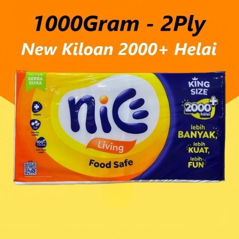 Jual Nice Facial Tissue 1000 gr / tisu wajah multiguna nice 2000 helai ...