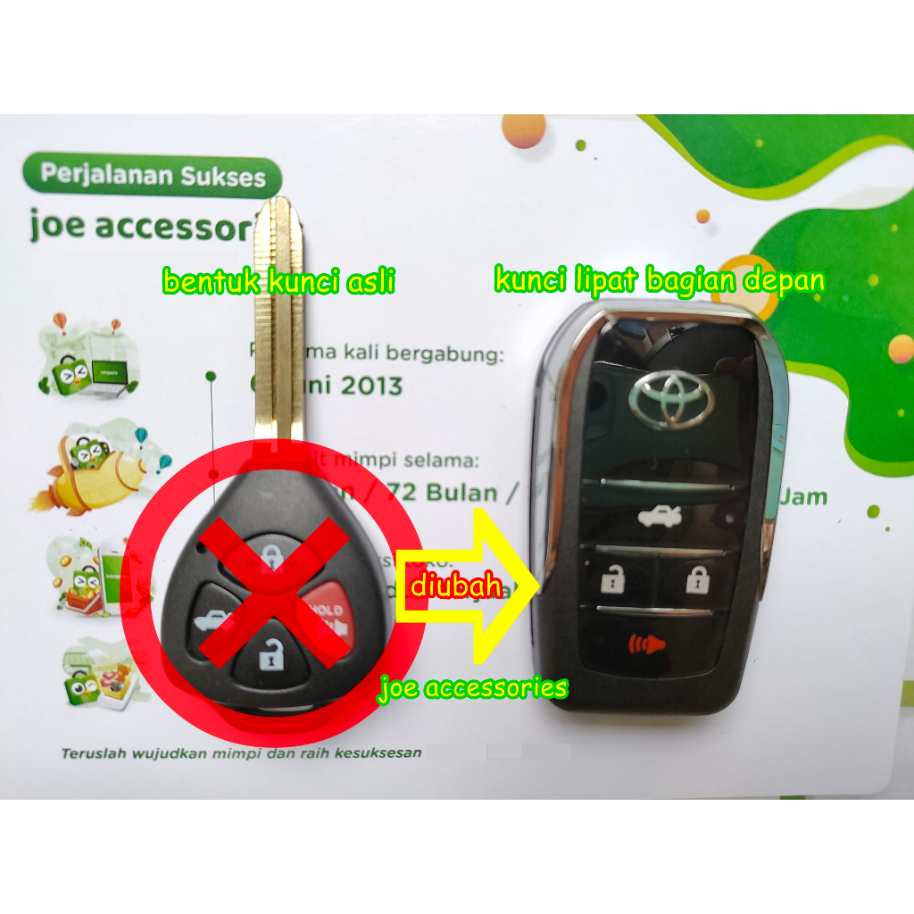 Jual Casing Kunci Lipat Flipkey Toyota Camry Yaris Vios Innova Fortuner ...