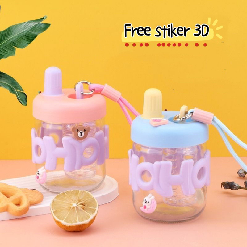 Jual FREE STIKER 3D BOTOL MINUM KACA GLASS TUMBLER LUCU BOTOL MINUM ...