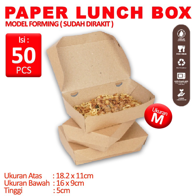 Jual Paper Lunch Box Kraft M Forming Laminasi @50pcs Tanpa Rakit | Shopee Indonesia