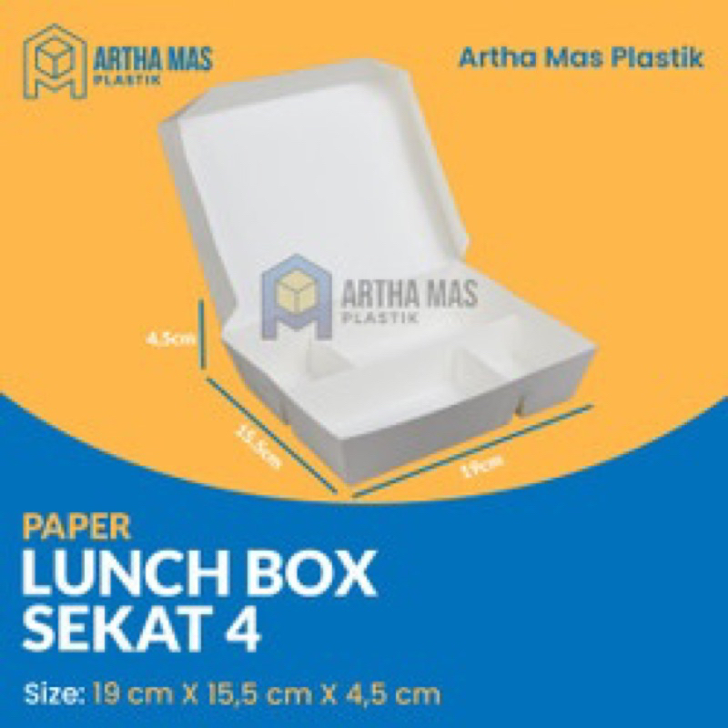 Jual Paper Lunch Box Sekat 4 Ivory - Kotak Box Makan Sekat 4 @100pcs ...
