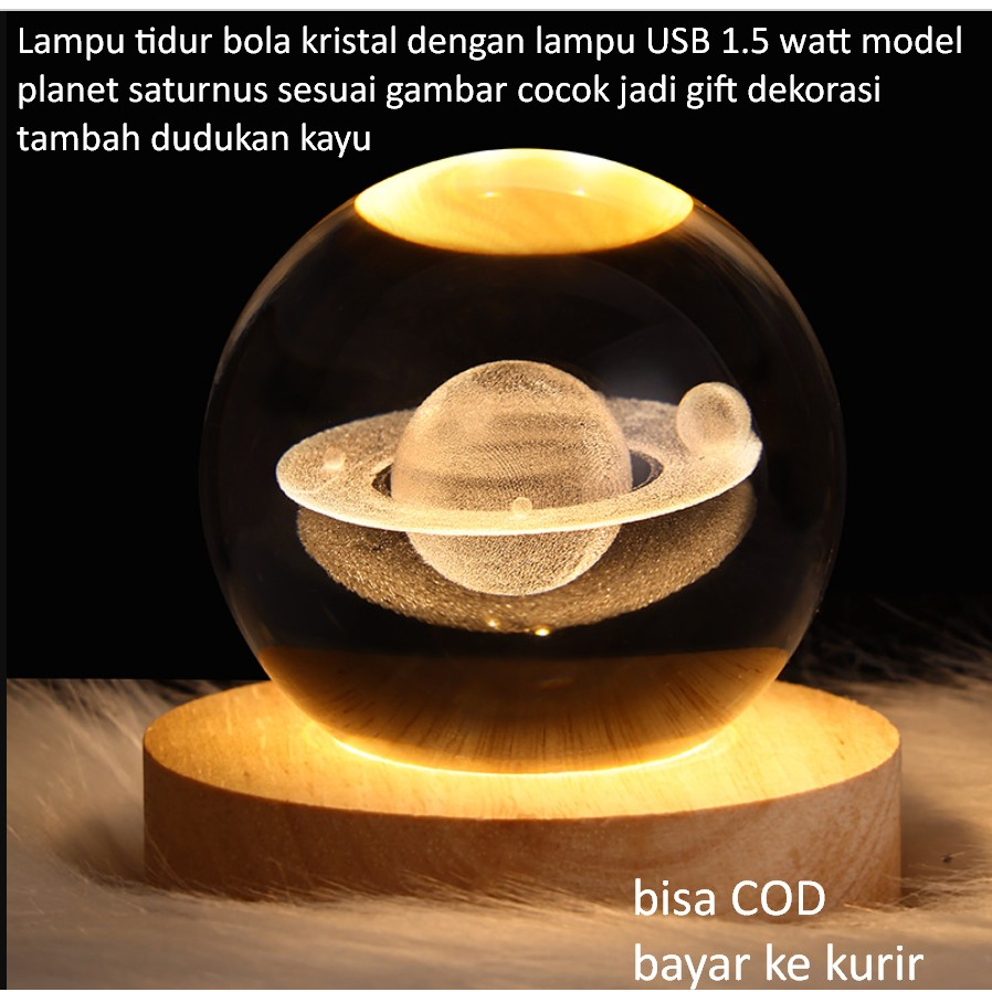 Jual Lampu tidur bola kristal dengan lampu USB 1.5 watt model planet ...