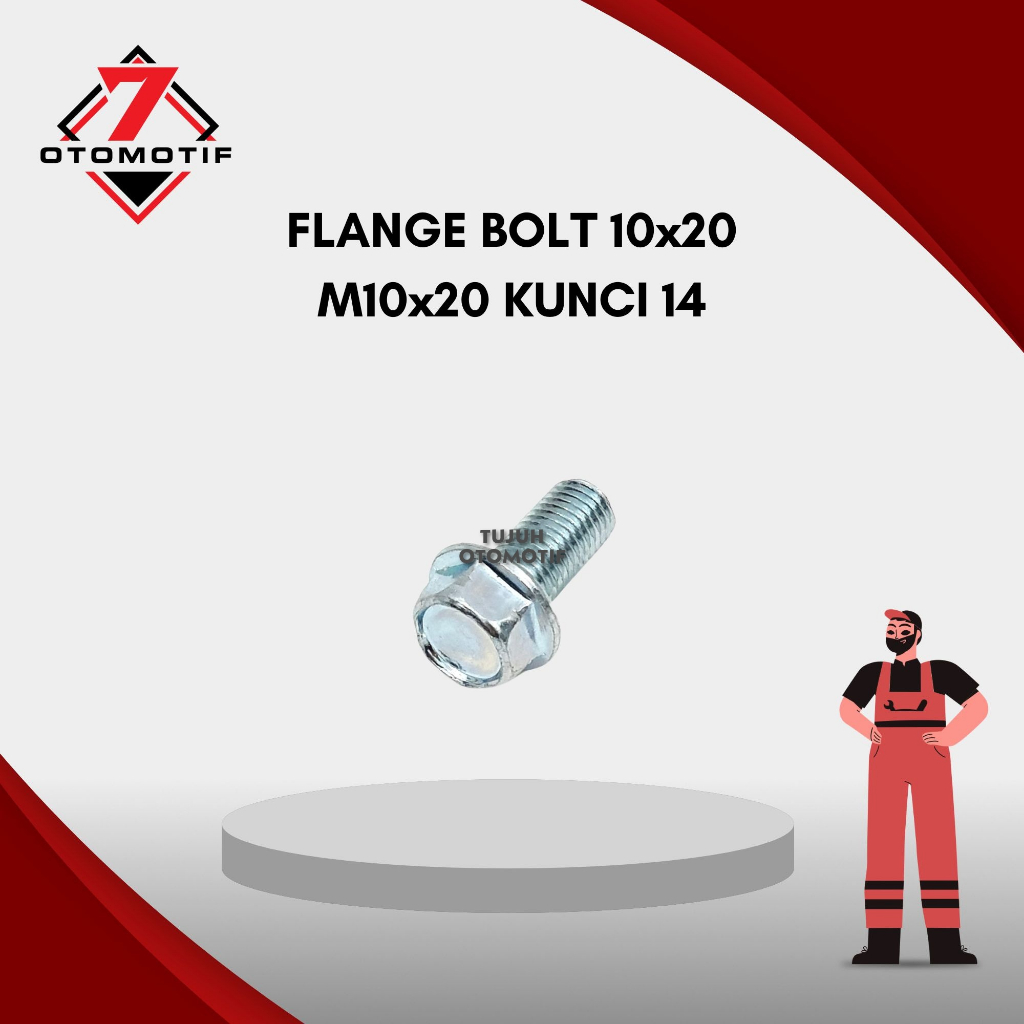 Jual Flange Bolt M10x20 Kunci 14 Baut Topi 10x20 10mm M10 Putih ...