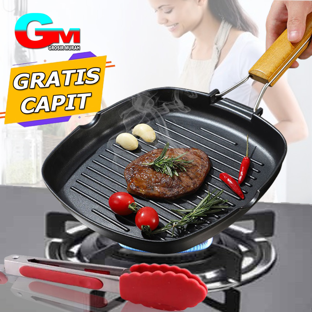 Jual Pemanggang Square Grill Pan 20cm FREE CAPIT / Alat Panggang Grill ...