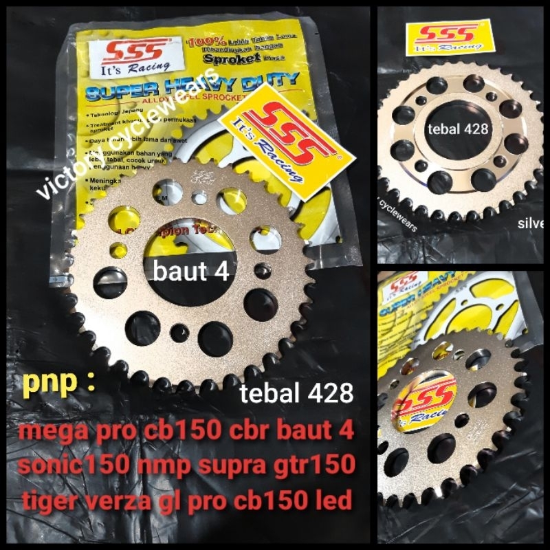 Jual GEAR SSS BELAKANG 428 MEGA PRO/CB150/NEW/VERZA/TIGER/CBR K45G/SONIC/SUPRA GTR | Shopee ...