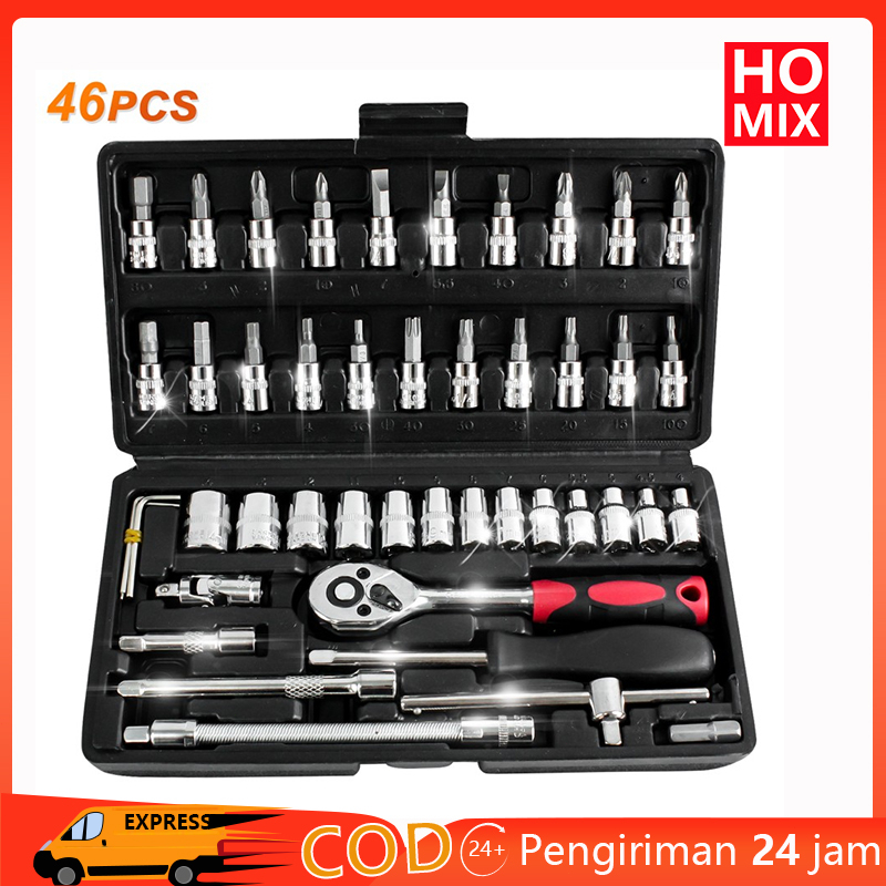Jual HOMIX 46PCS Kunci Sok Set Socket Full Lengkap Socket Tool Kit Pas ...