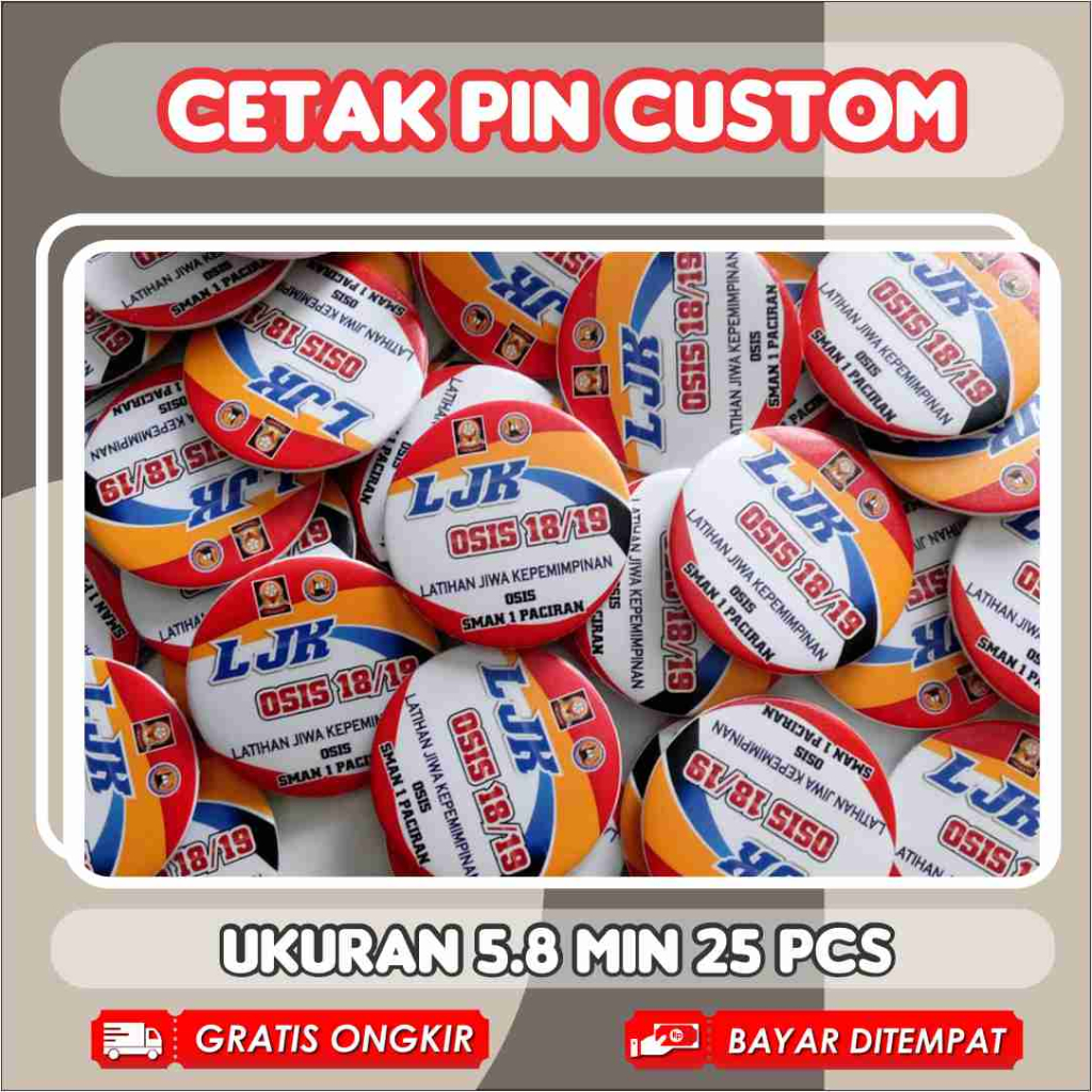 Jual [1 HARI JADI] PIN PUTIH CUSTOM ukuran 5.8 cm Termurah / Pin Peniti ...