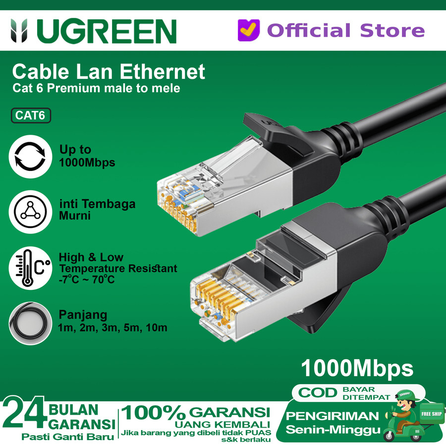 Jual UGREEN Kabel LAN Ethernet Cat 6 UTP 1000Mbps 1M 2M 5M 10M - CAT 6, | Shopee Indonesia