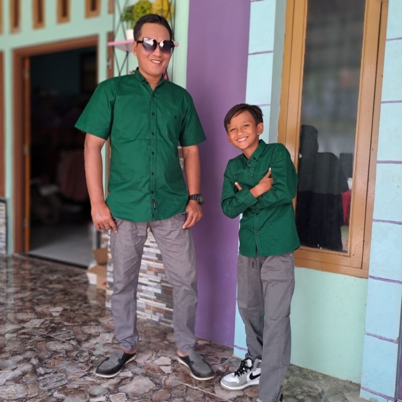 Jual KEMEJA COUPLE AYAH & ANAK WARNA HIJAU BOTOL KATUN SIGARET PREMIUM ...
