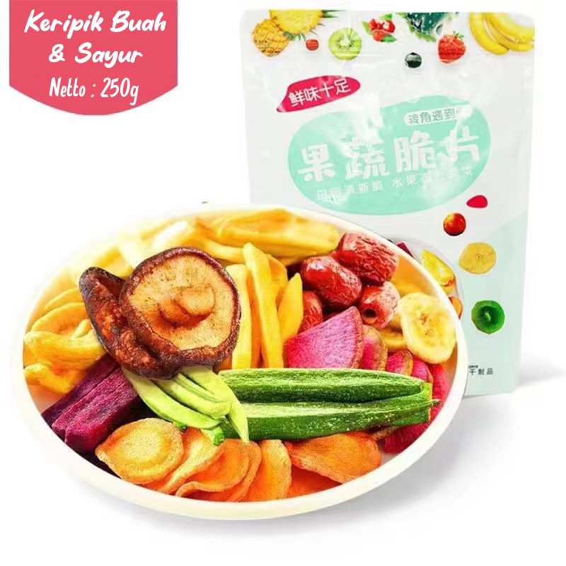 Jual (Halal ) Keripik Buah Dan Sayur 250gr/Snack Cemilan Sehat Keripik ...