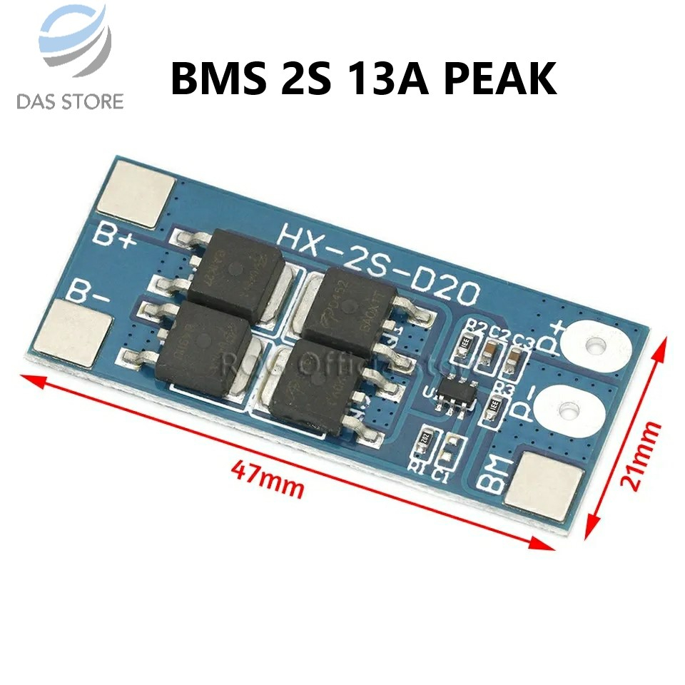 Jual BMS 2S 20A Peak 13A Balanced Continuous 18650 Lithium Li-Ion ...