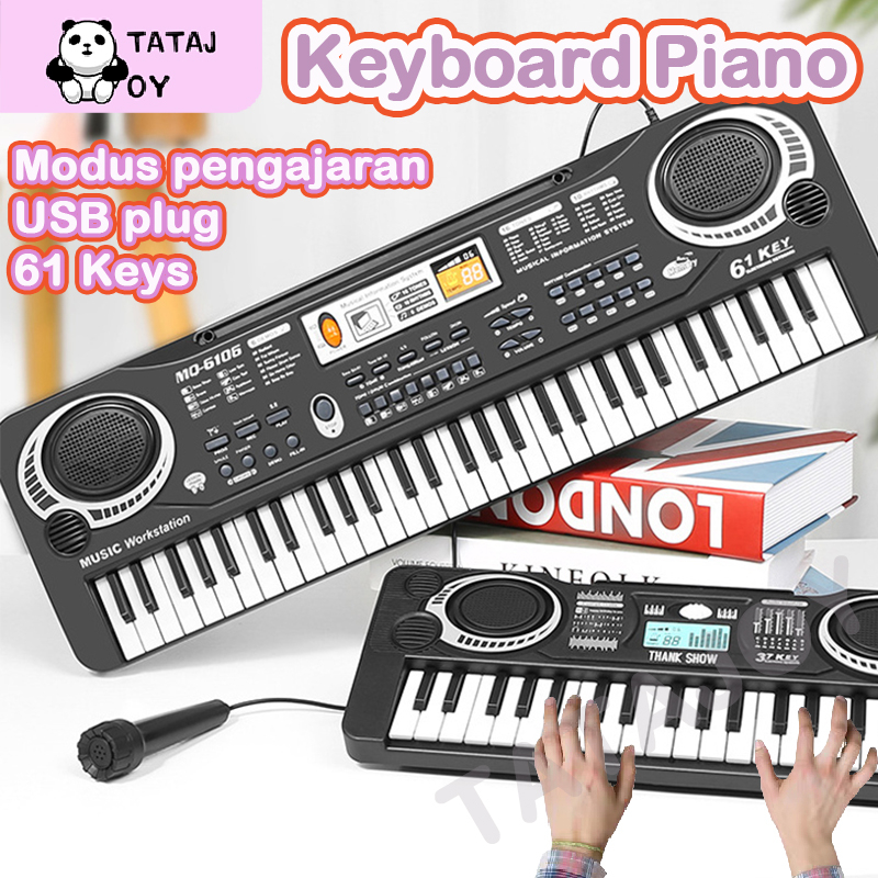 Jual Tatajoy Keyboard Piano Anak Digital Elektrik 61 Keys Pioano ...
