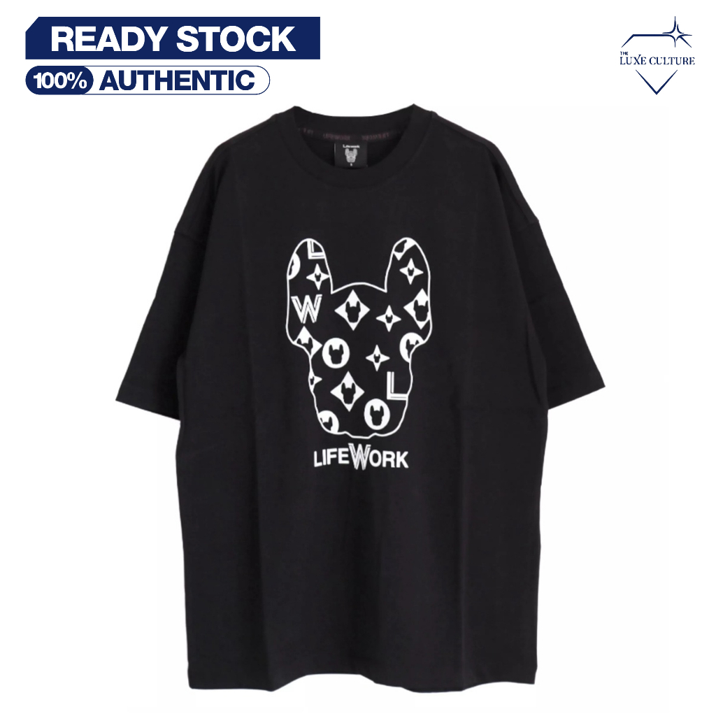 Jual Lifework Logo Center Monogram Black / Kaos Hitam Branded Original ...