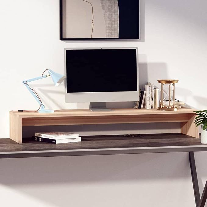 Jual Meja Monitor Kayu Minimalis | Monitor Stand Panjang 1 METER ...