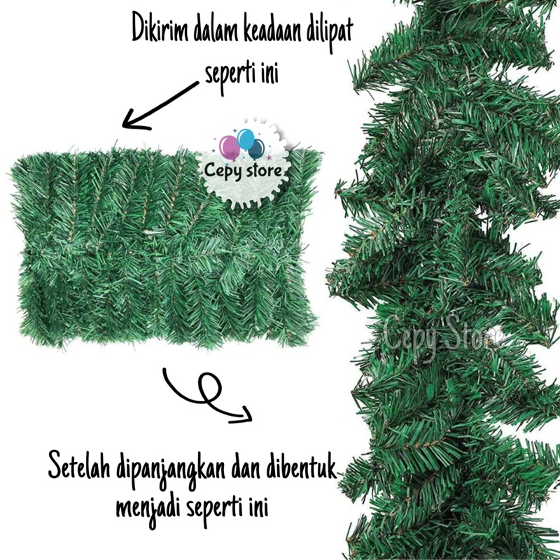 Jual Garland Natal PVC / Hiasan Dekorasi Christmas Garland Polos 2,7M ...