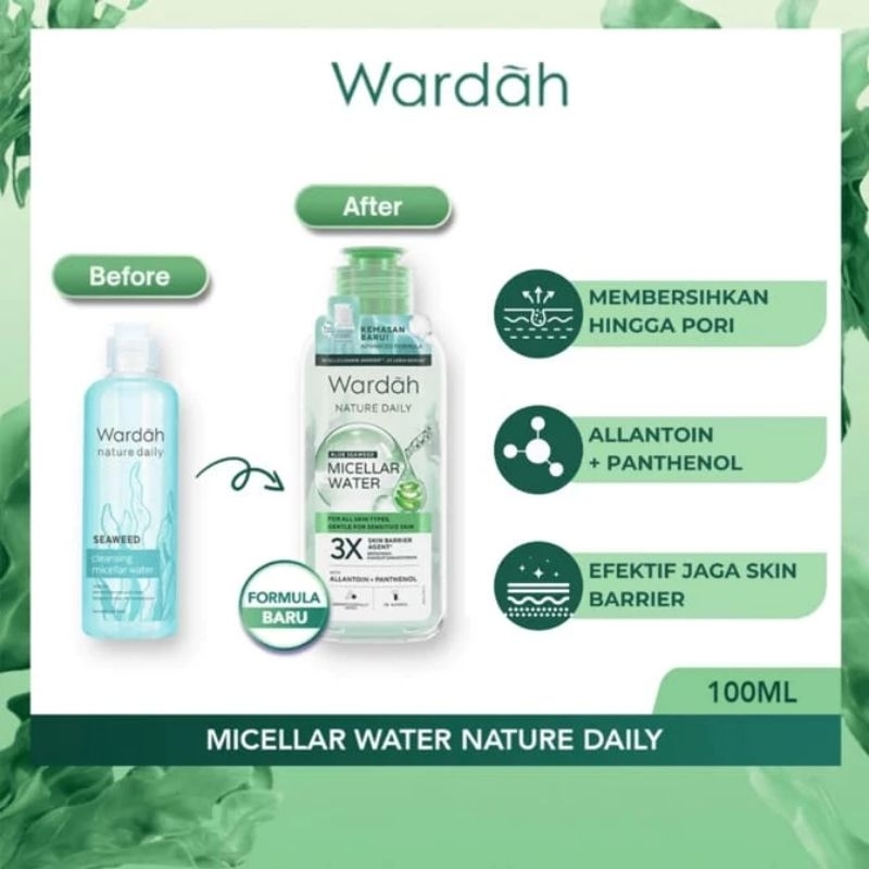 Jual Wardah Nature Daily Aloe Seaweed Micellar Water 100ml Kemasan Baru Shopee Indonesia