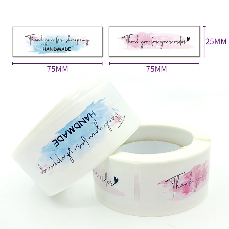 Jual STIKER ROLL LABEL PINK THANK YOU STICKER LABEL MAKANAN TULISAN ...