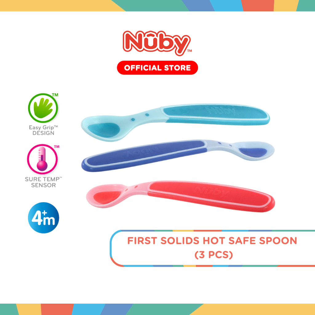 Jual Nuby First Solids Hot Safe Spoon (3 pcs) | Sendok Makan Anak Anti ...