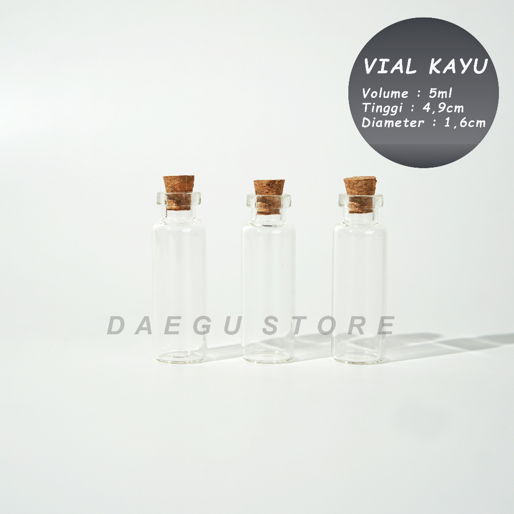 Jual Botol Vial 5ml Kaca model Cork Tutup Kayu Gabus Untuk Tester ...