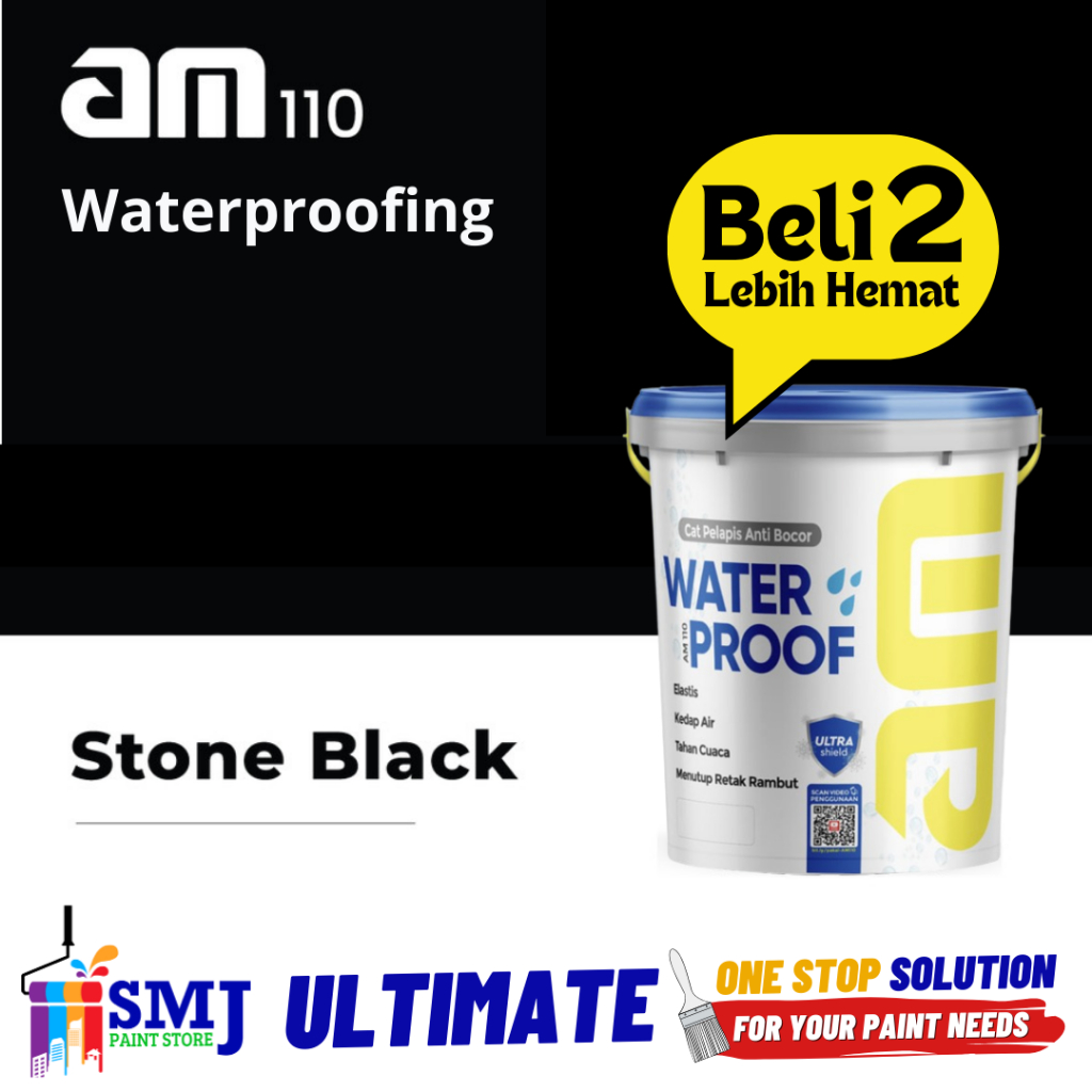 Jual Cat Pelapis Anti Bocor AM 110 Waterproofing Warna Stone Black 4kg ...
