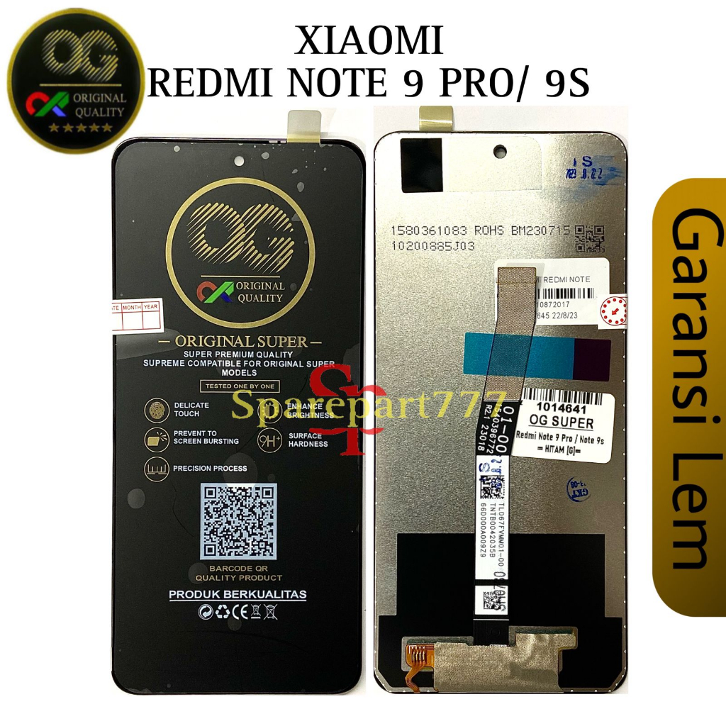 Jual ORIGINAL SUPER OG - LCD Touchscreen Fullset Xiaomi Redmi Note 9 Pro / Note 9s - GARANSI LEM ...