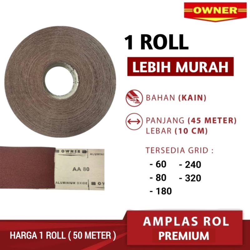Jual 1 ROLL Amplas Meteran OWNER GRIT #60 #80 #180 #240 #320 PREMIUM ...