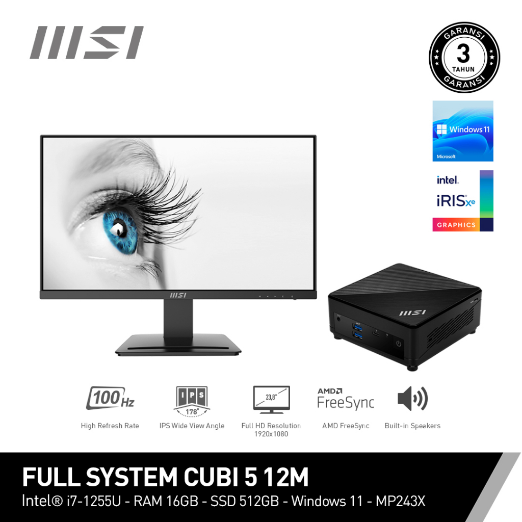 Jual [FULL SYSTEM] MSI Mini Pc Cubi-5 12M i7-1255U/ 16GB/ SSD 512GB ...