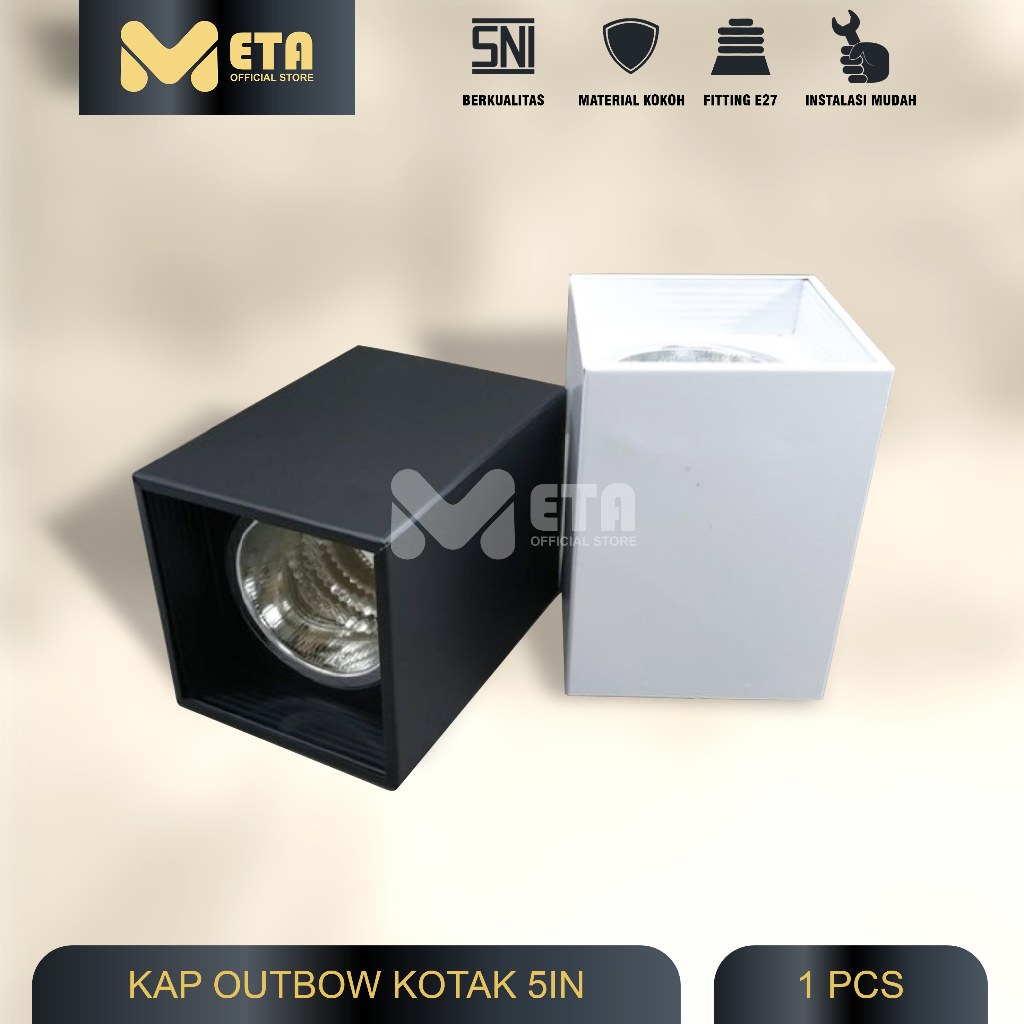 Jual Kap lampu plafon kotak stainless outbow rumah lampu downlight 5 ...