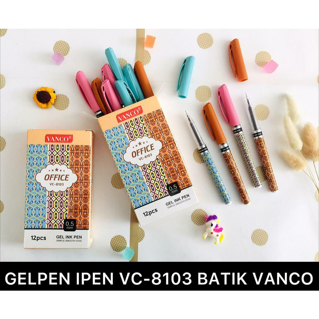 Jual VANCO PULPEN GEL / GEL PEN INK 0.5 MM WARNA HITAM MOTIF BATIK ISI ...
