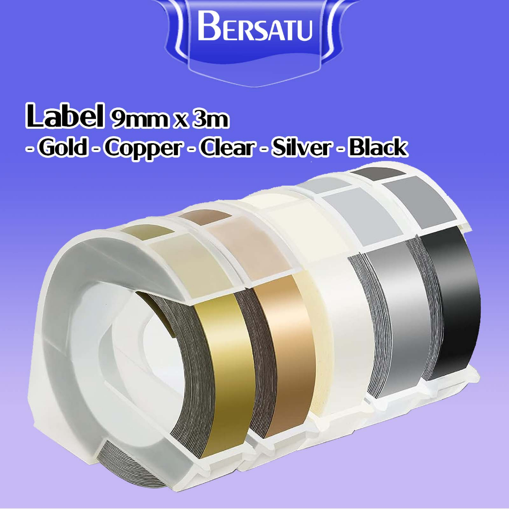 Jual Tape Label Dymo Motex Cidy Emboss 9mm x 3m Refill Warna Gold ...