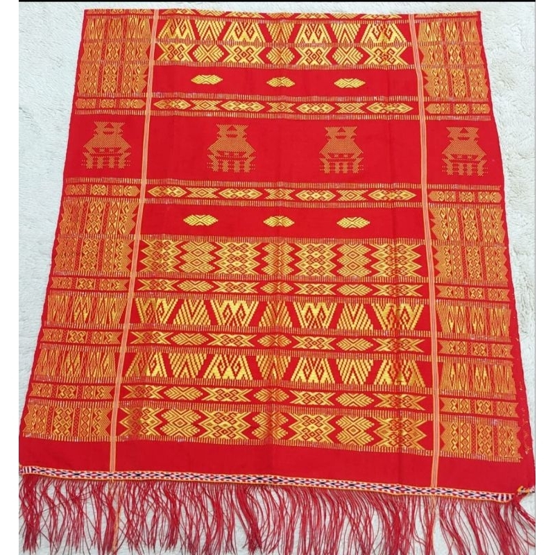 Jual Uis nipes Full Sutra Ori Rumah Adat Benang Kristal Merah Pengantin ...