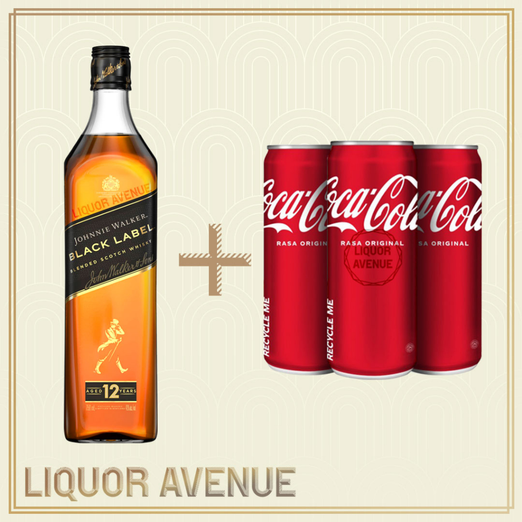 Jual Johnnie Walker JW Black Label Whisky 750ml + 3 Can Coca Cola ...