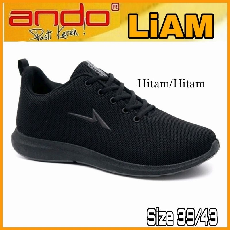 Jual ANDO Sepatu Sneaker Cowok Dewasa Sekolah Kuliah Kerja Hitam Putih ...