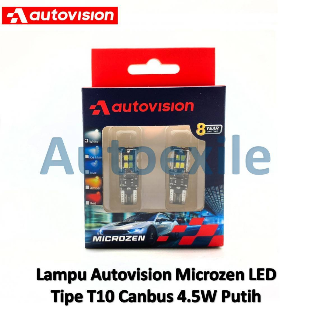 Jual Autovision Microzen Super Bright LED T10 W5W 4.5W Canbus Putih ...