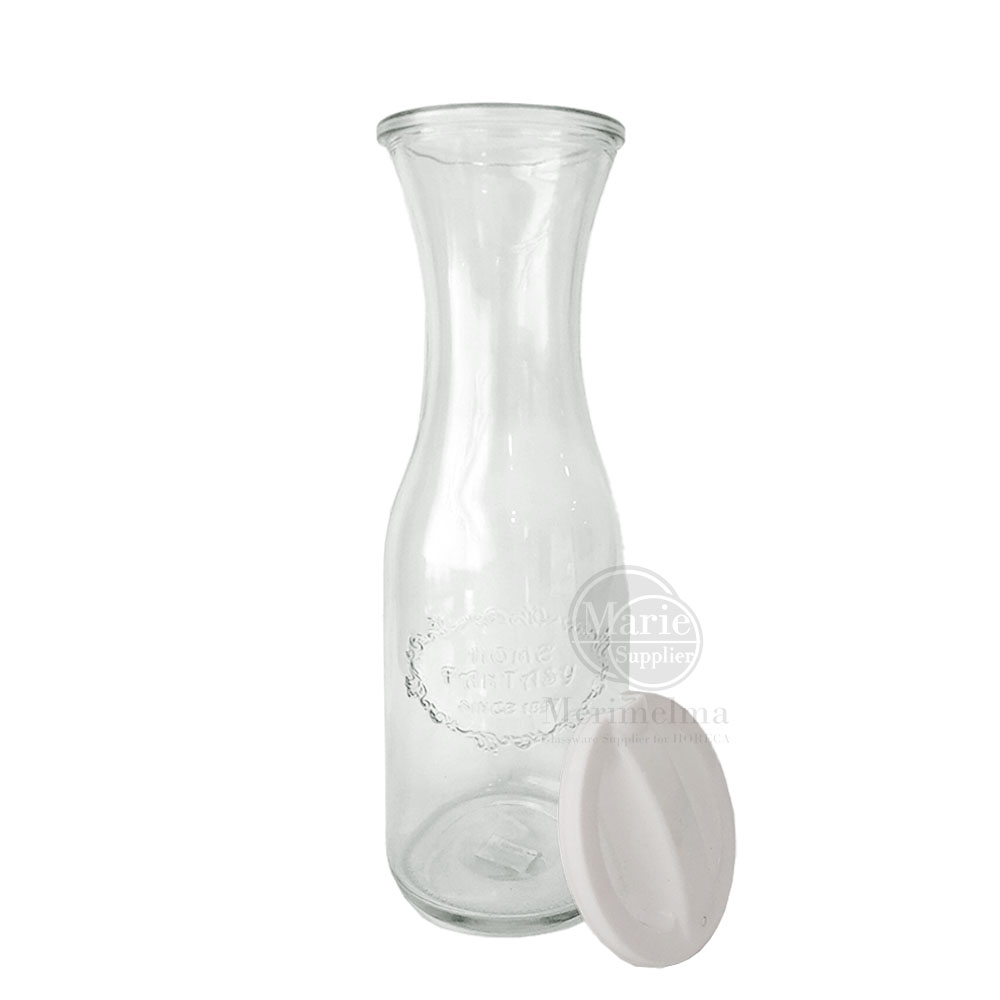 Jual 1000 ml 1 liter Botol Kaca Carafe Emboss Tutup Plastik Karaf Vas Bunga Pitcher ...