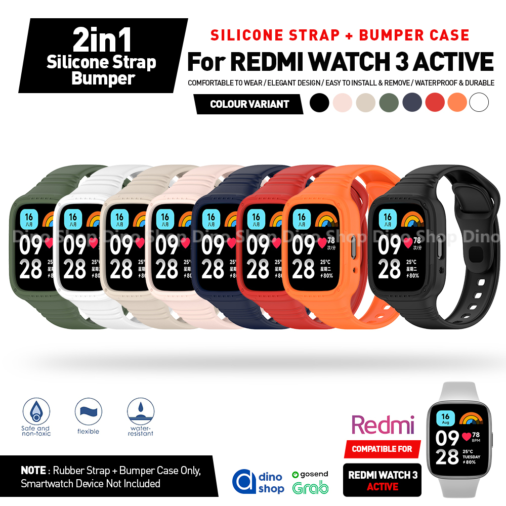 Jual 2in1 Rubber Strap with Bumper Case Armor for REDMI WATCH 3 ACTIVE ...