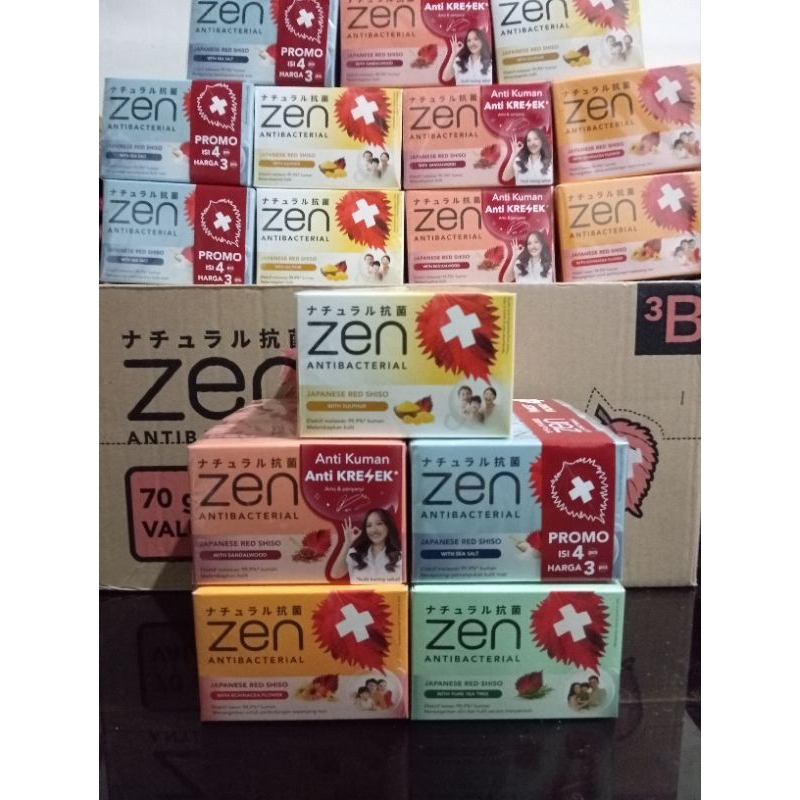Jual sabun zen antibacterial 70 gr isi 4 pcs / sabun mandi zen batang ...
