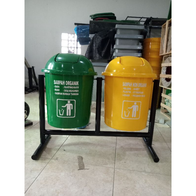 Jual TEMPAT SAMPAH FIBERGLASS BULAT 50 L , tempat sampah 2in1, tempat ...