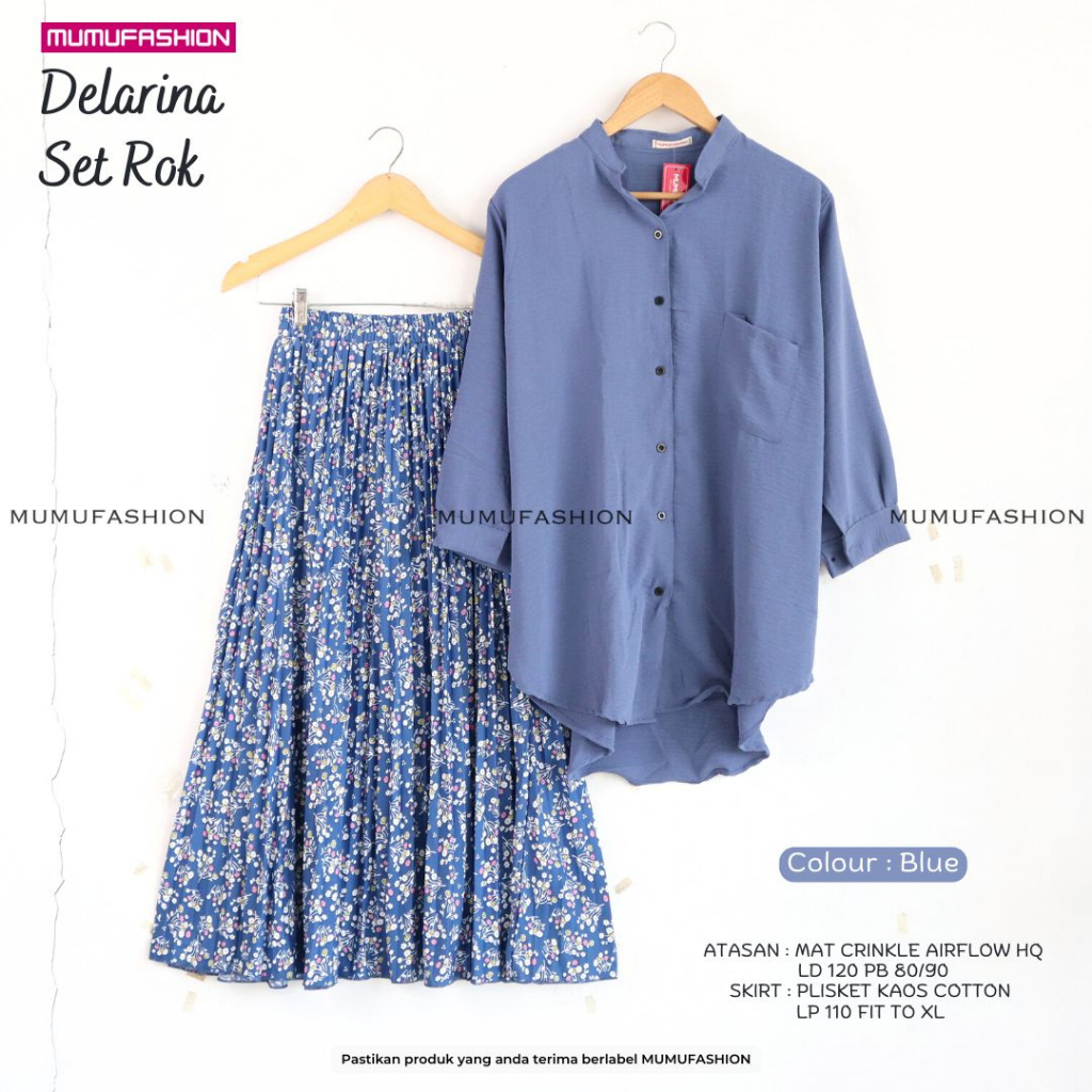 Jual BHL - Delarina Set Rok Setelan Rok Plisket Terbaru Atasan Tunik ...