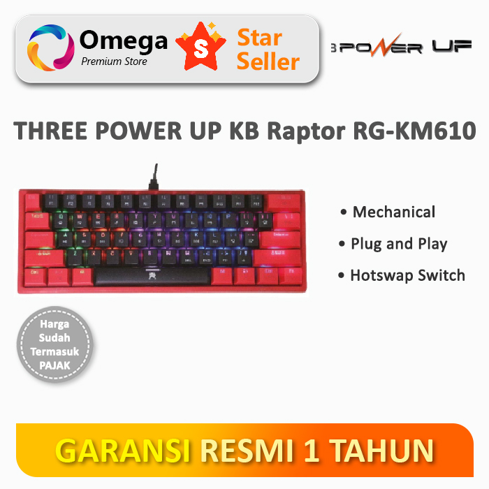 Jual Raptor KM610 Keyboard Mecha Hotswap Outemu BrownSwitch 61 Keys RGB ...