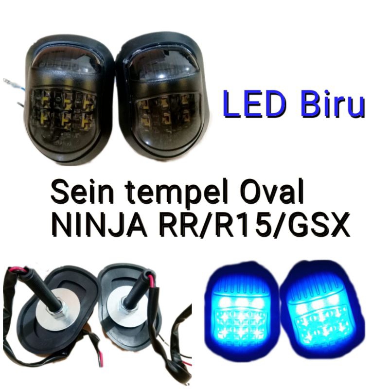 Jual Lampu sein tempel Ninja RR Oval/sein tempel R15/GSX/Ninja250 ( LED Biru) | Shopee Indonesia