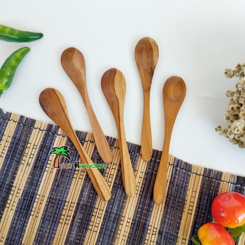 Jual ARENHANDICRAFT sendok masker/teh/bumbu/garam kayu jati 13cm ...