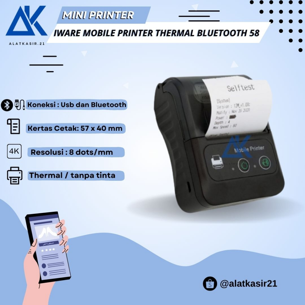 Jual IWARE MOBILE PRINTER STRUK PRINTER THERMAL BLUETOOTH BATERAI PORTABLE 58 MM | Shopee Indonesia