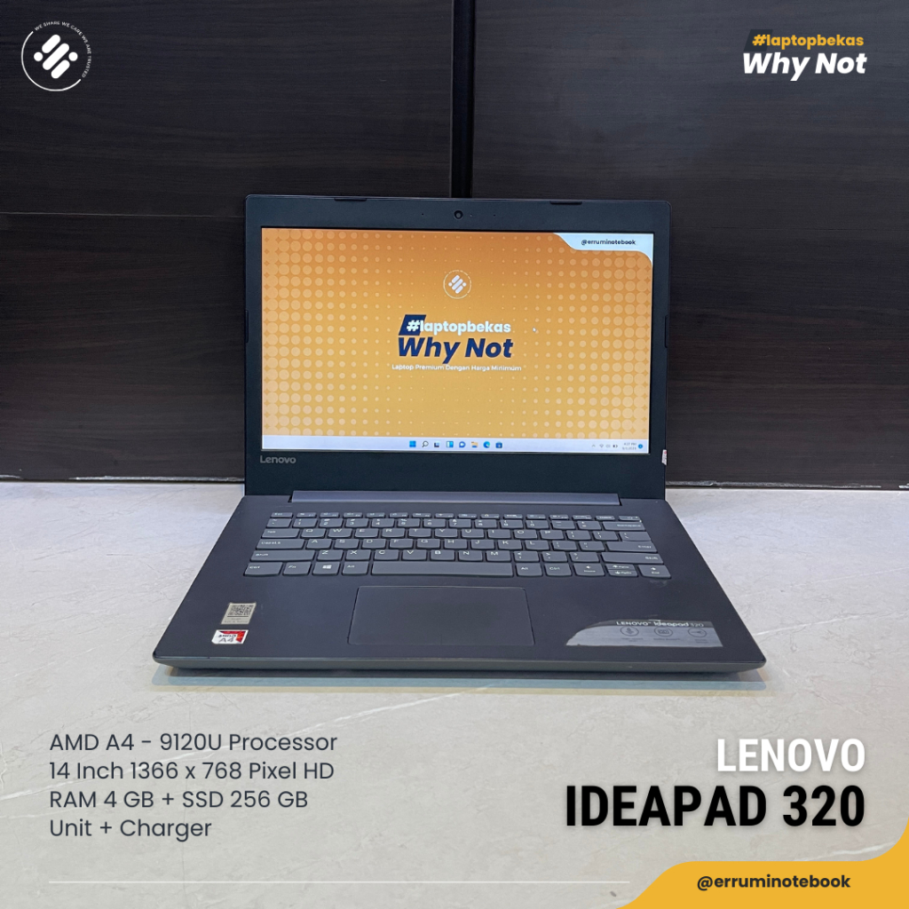 Jual LENOVO IDEAPAD 320 AMD A4-9120U RAM 4GB SSD 256GB | Shopee Indonesia