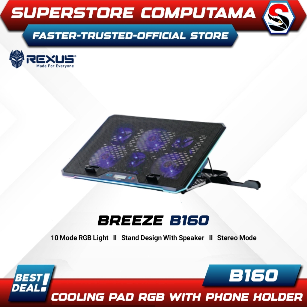Jual Rexus Cooling Pad Breeze B160 Fan With RGB | Shopee Indonesia