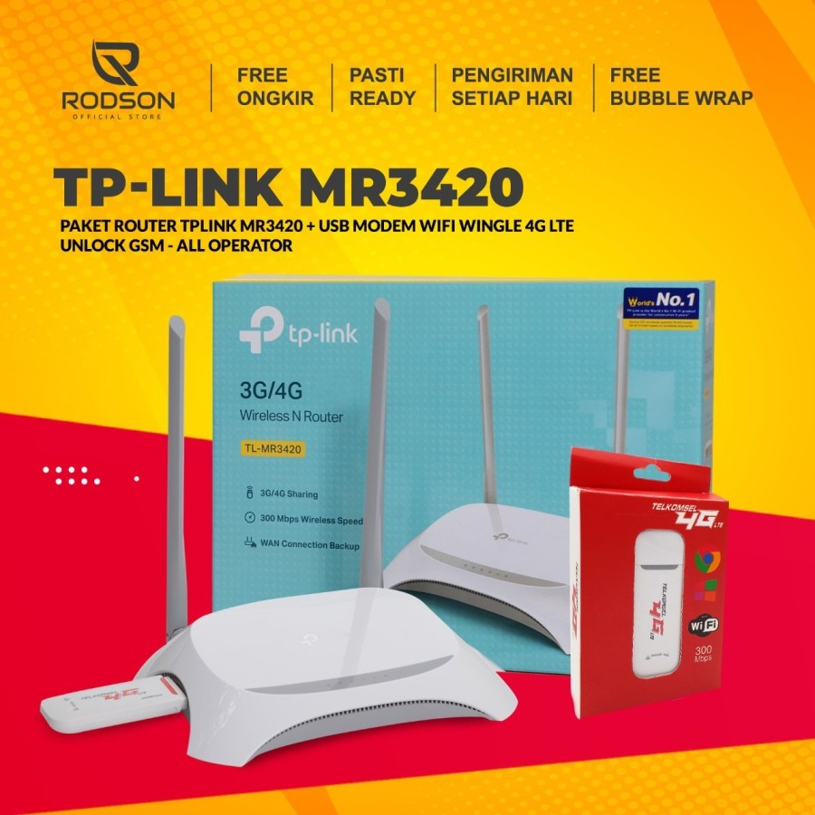 Jual Paket Router TP LINK MR3420 + USB Modem Wifi 4G LTE Unlock All ...